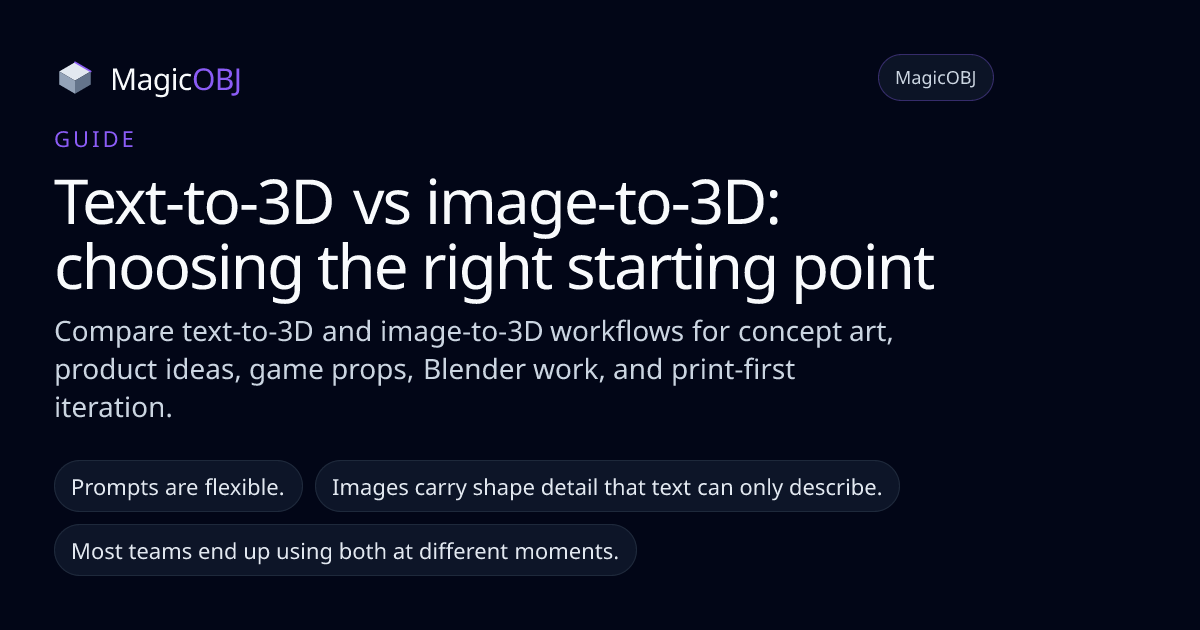 Text-to-3D vs Image-to-3D: Which Workflow Should You Use? | MagicOBJ